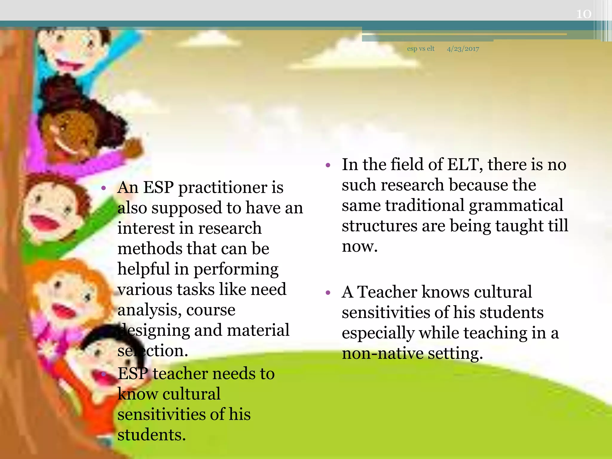 difference between ESP and ELT | PPTX