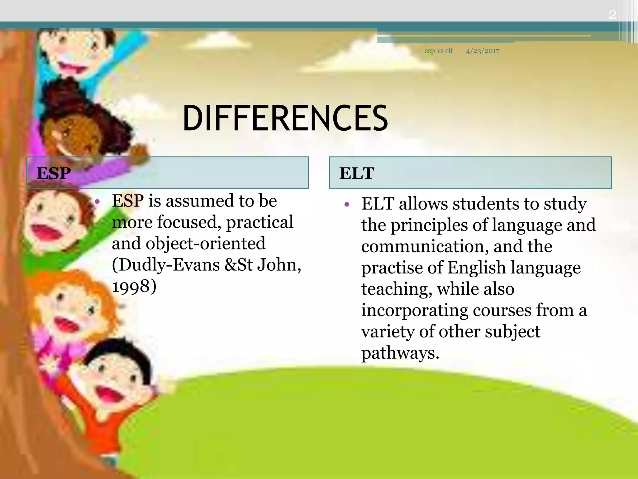 difference between ESP and ELT | PPTX
