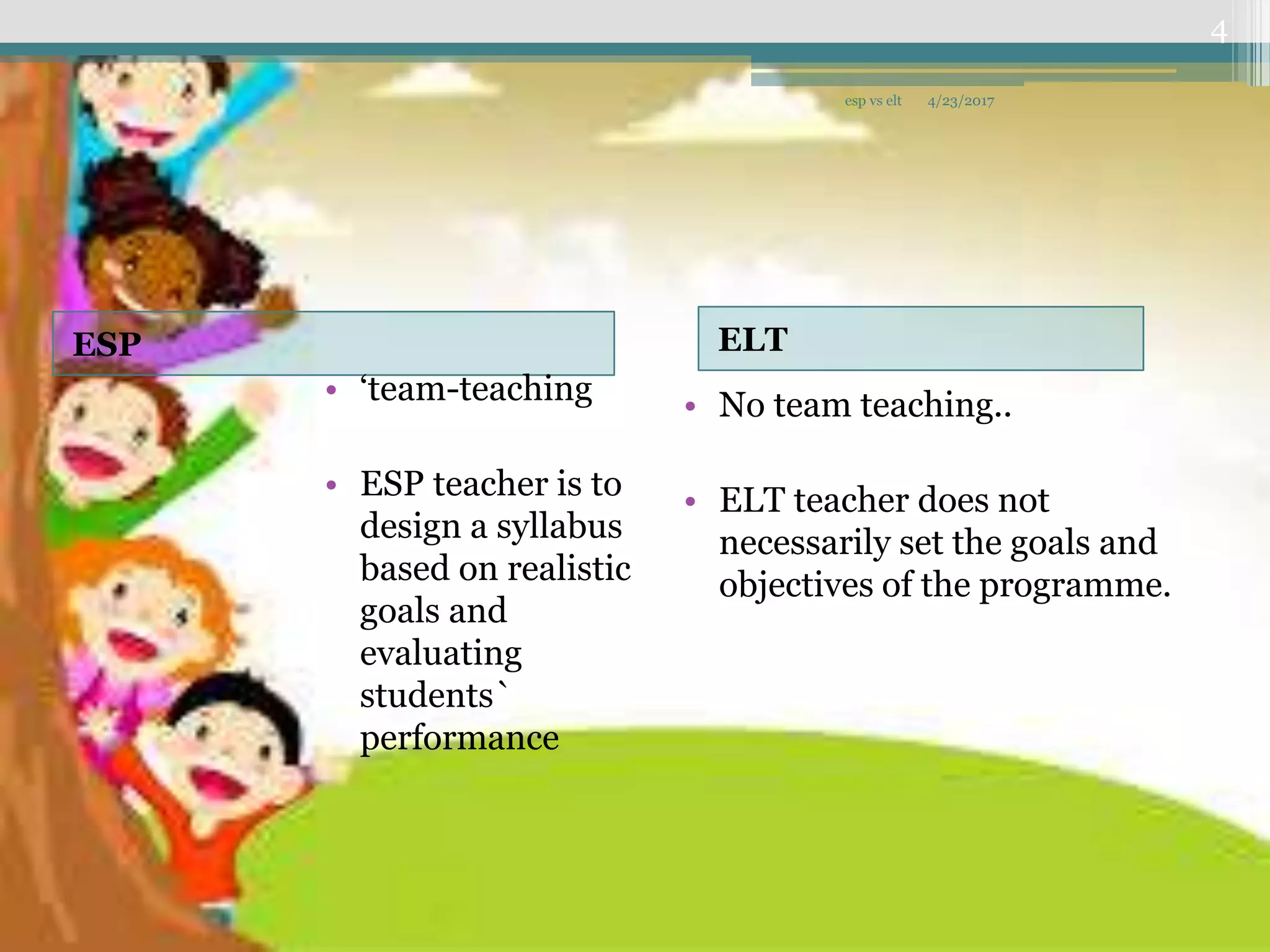 difference between ESP and ELT | PPTX