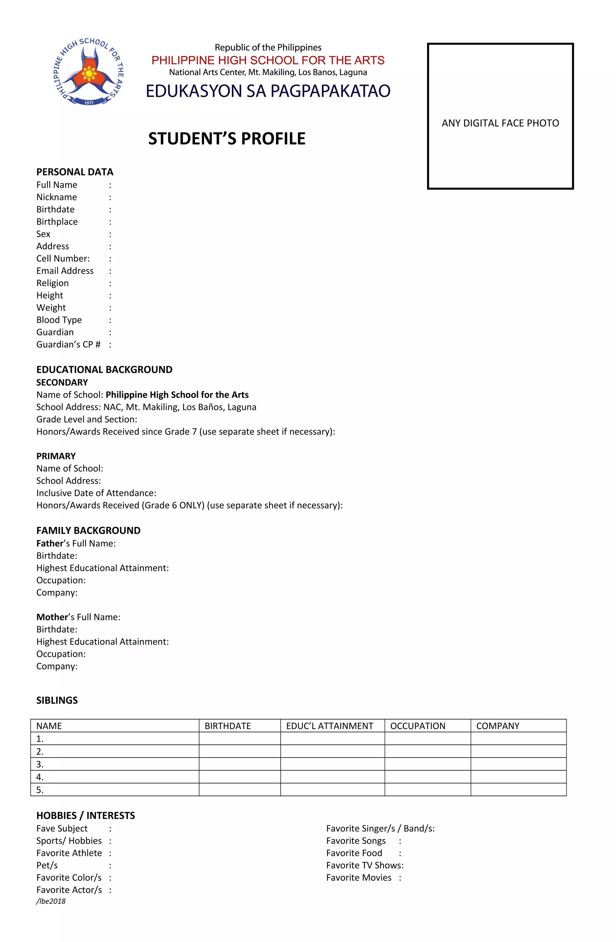 Esp students bio and profile | DOC