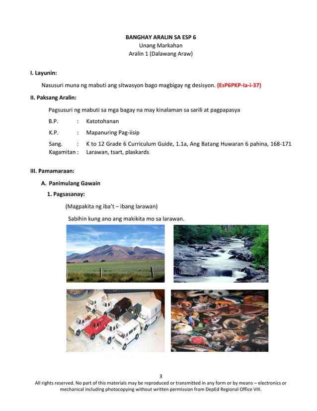 ESP 6 K-12 Teacher's Guide (Quarter 1) | PDF