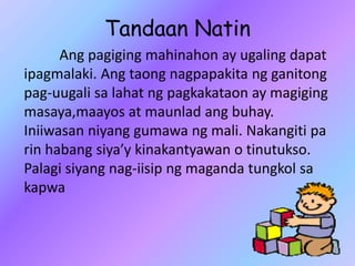 ESP Y1 ARALIN 9 MAHINAHON SA LAHAT NG PAGKAKATAON.pptx