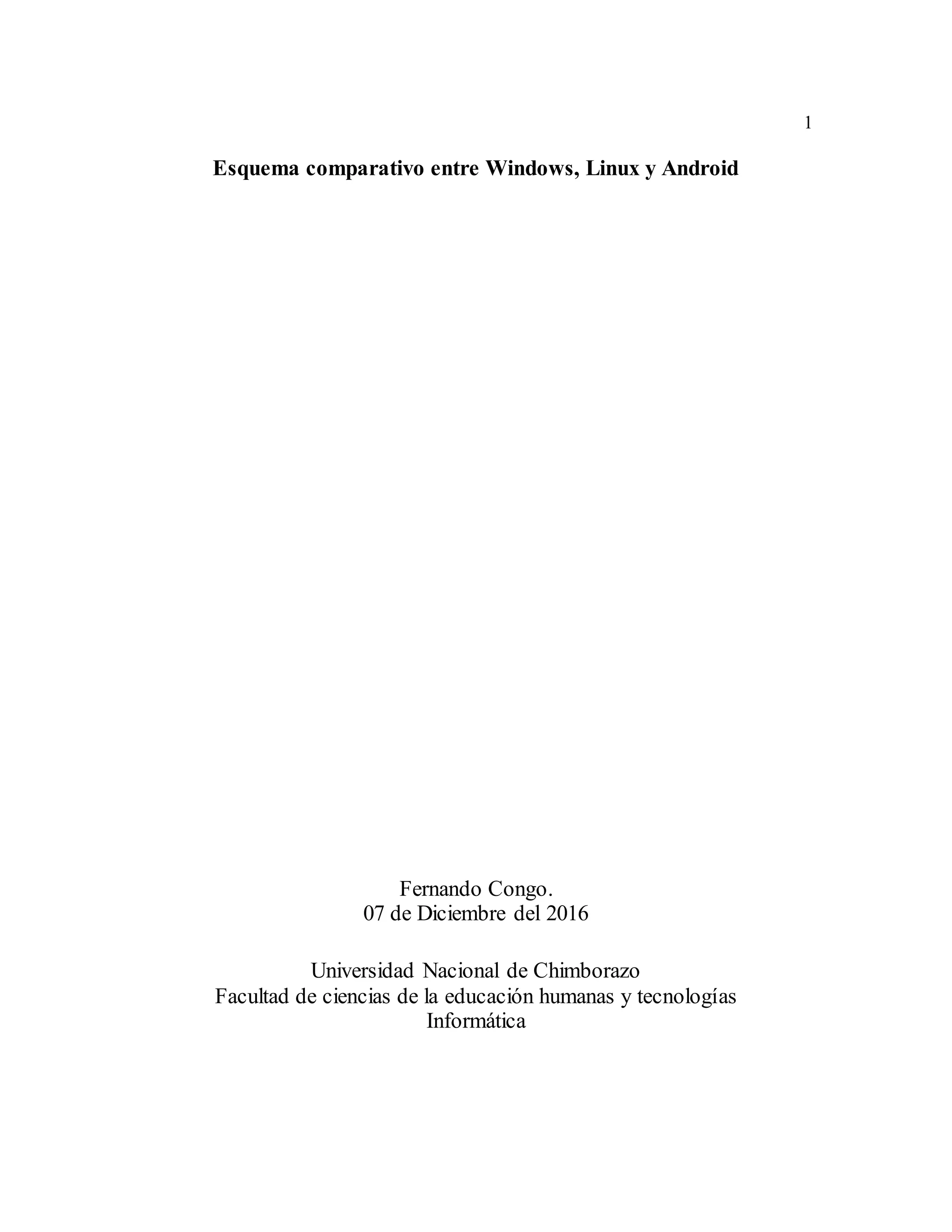 Esquema comparativo entre windows, linux y android | DOCX