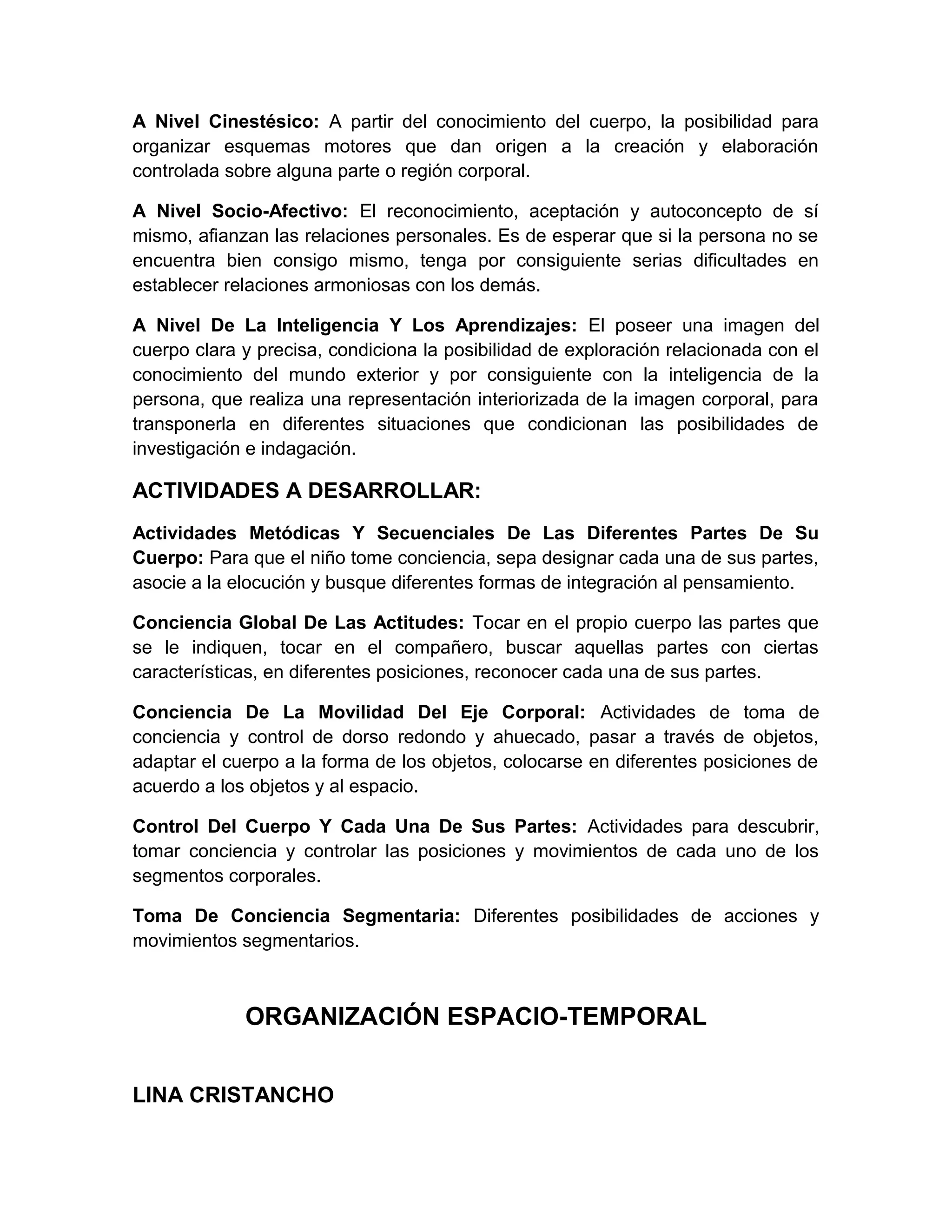 Esquema corporal y ajuste postural | DOC
