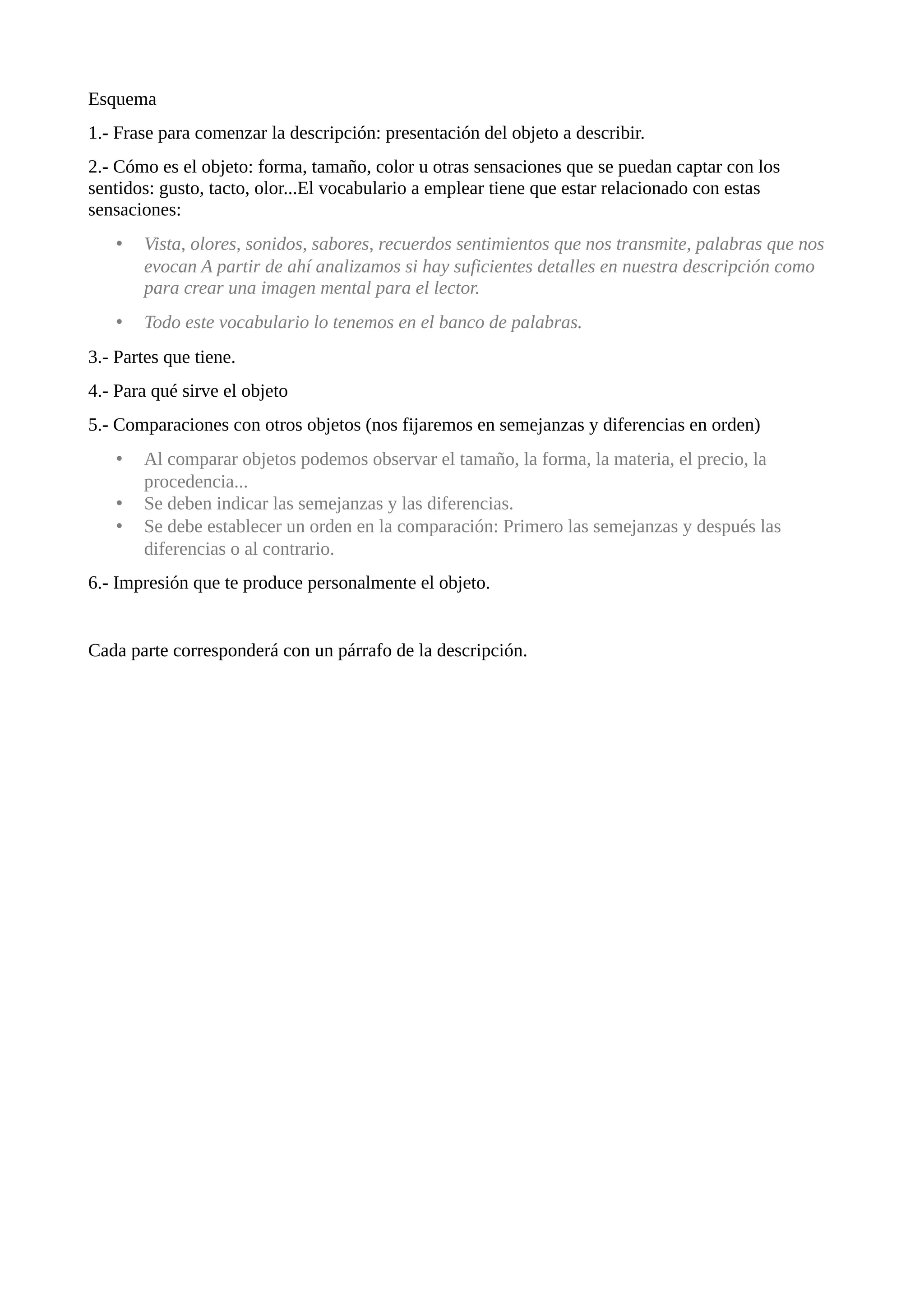 Esquema descripcion objetos | PDF