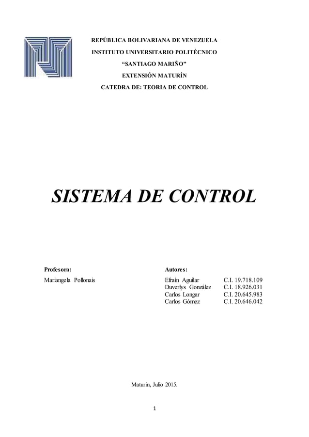 Esquema de un sistema de control | PDF