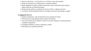 Esquema sobre los primeros emperadores romanos (de Augusto a Cómodo) (1 ...