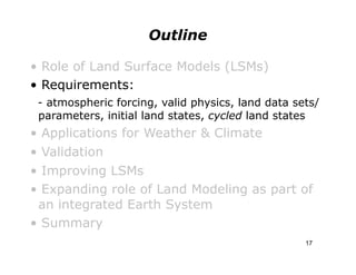 M. Ek - Land Surface in Weather and Climate Models; "Surface scheme" | PDF