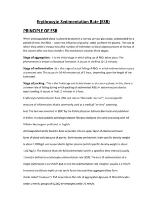 ESR (Erytrorocyte Sedimentation rate) | PDF