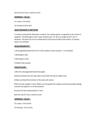 ESR (Erytrorocyte Sedimentation rate) | PDF