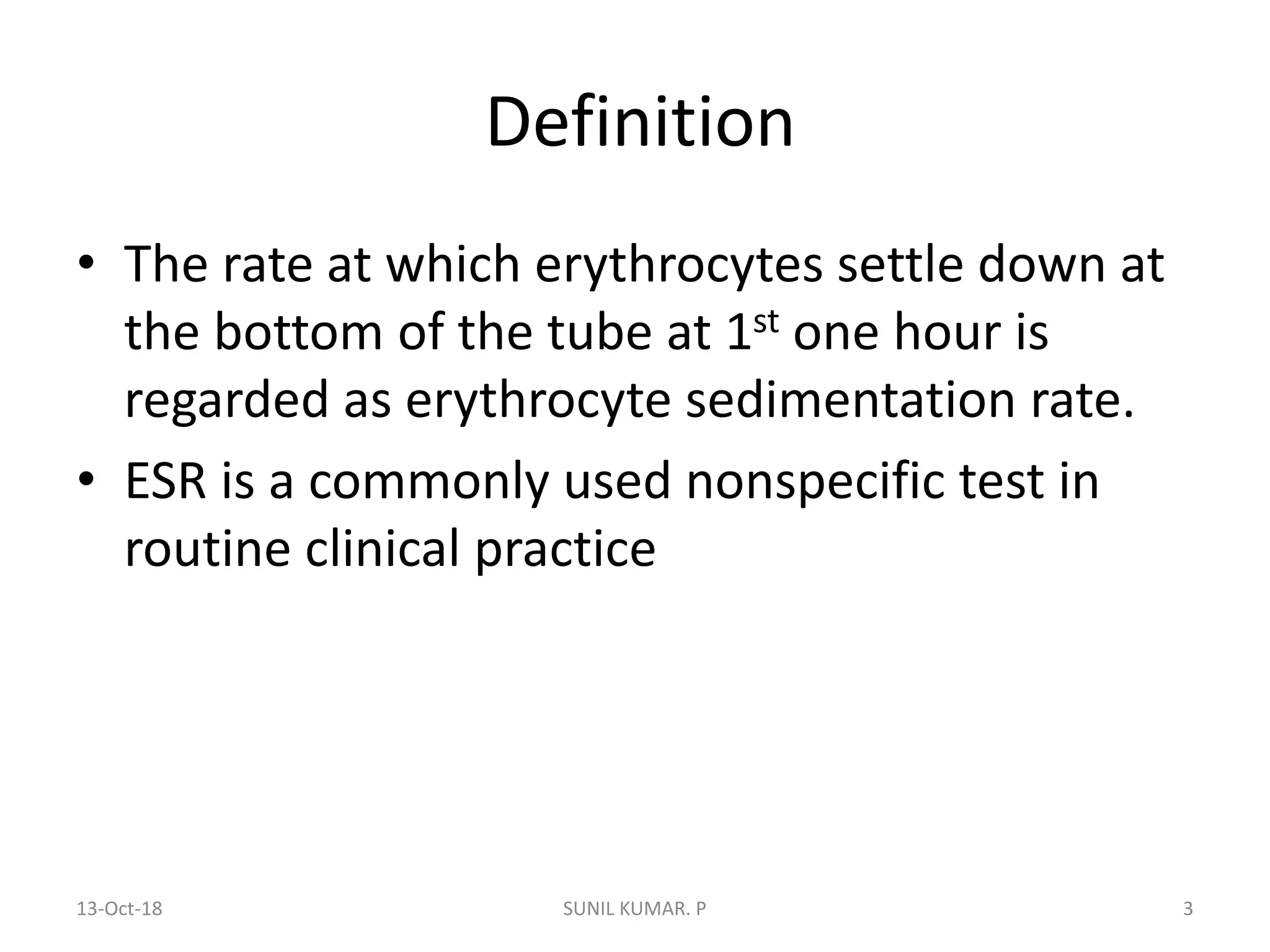Erythrocyte Sedimentation Rate (ESR) | PPTX | Blood Disorders ...