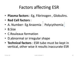 Erythrocyte Sedimentation Rate (ESR) | PPTX | Blood Disorders ...