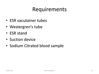 Erythrocyte Sedimentation Rate (ESR) | PPTX | Blood Disorders ...