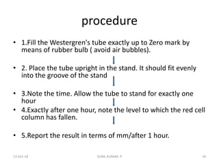 Erythrocyte Sedimentation Rate (ESR) | PPTX