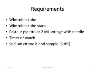 Erythrocyte Sedimentation Rate (ESR) | PPTX | Blood Disorders ...