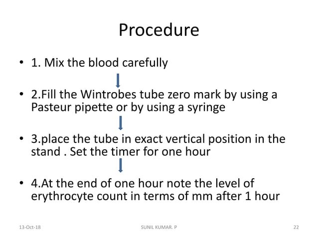 Erythrocyte Sedimentation Rate (ESR) | PPTX | Blood Disorders ...