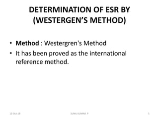Erythrocyte Sedimentation Rate (ESR) | PPTX | Blood Disorders ...