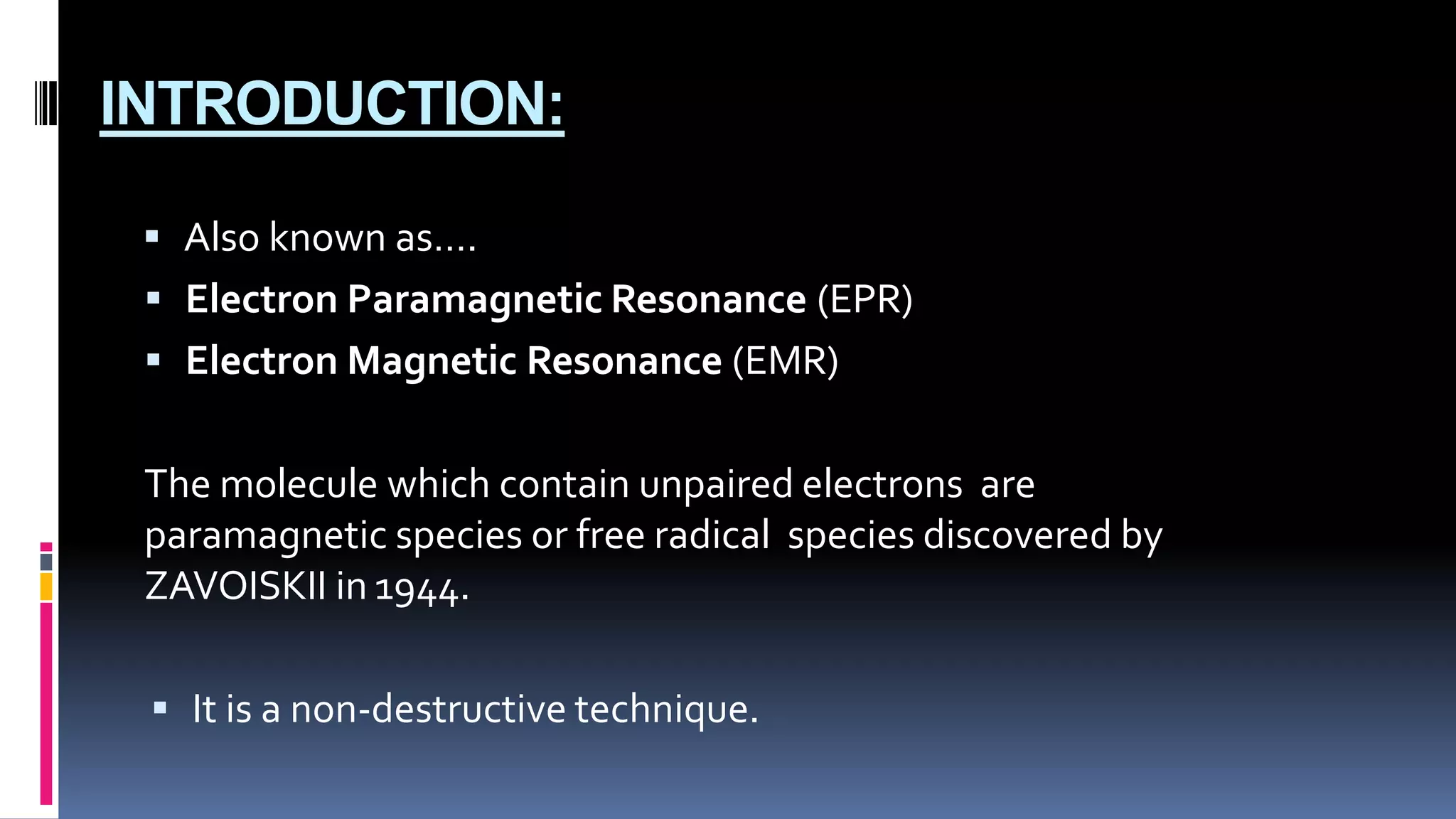 Electron spin resonance(ESR) spectroscopy | PPTX