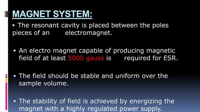 Electron spin resonance(ESR) spectroscopy | PPTX