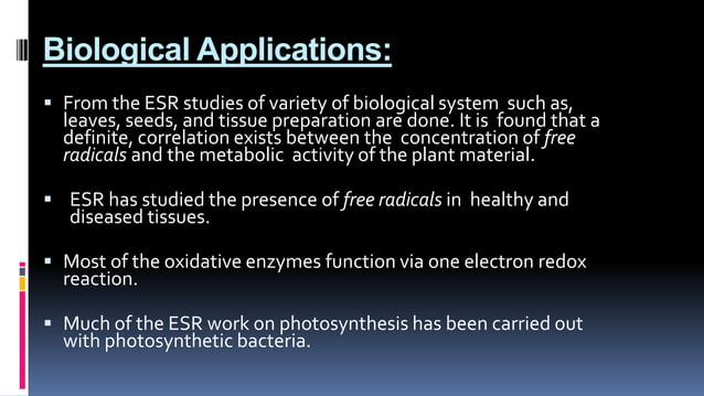 Electron spin resonance(ESR) spectroscopy | PPTX