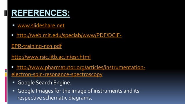 Electron spin resonance(ESR) spectroscopy | PPTX