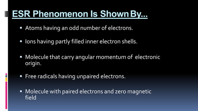 Electron spin resonance(ESR) spectroscopy | PPTX