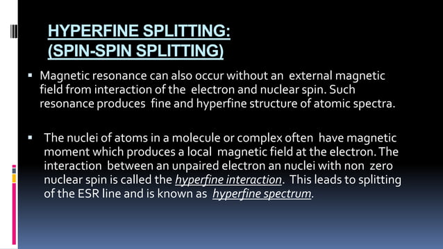 Electron spin resonance(ESR) spectroscopy | PPTX