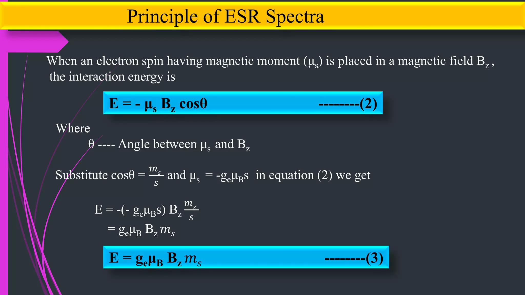 Electron Spin Resonance Spectroscopy | PPTX
