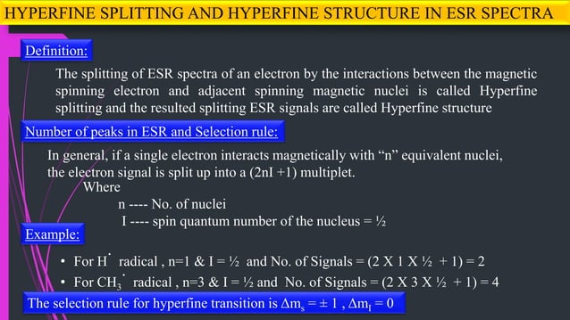 Electron Spin Resonance Spectroscopy | PPTX