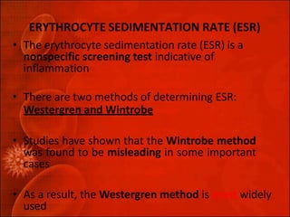ESR.pptx | Blood Disorders | Diseases and Conditions