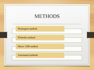 Esr method, principle and interpretation | PPTX