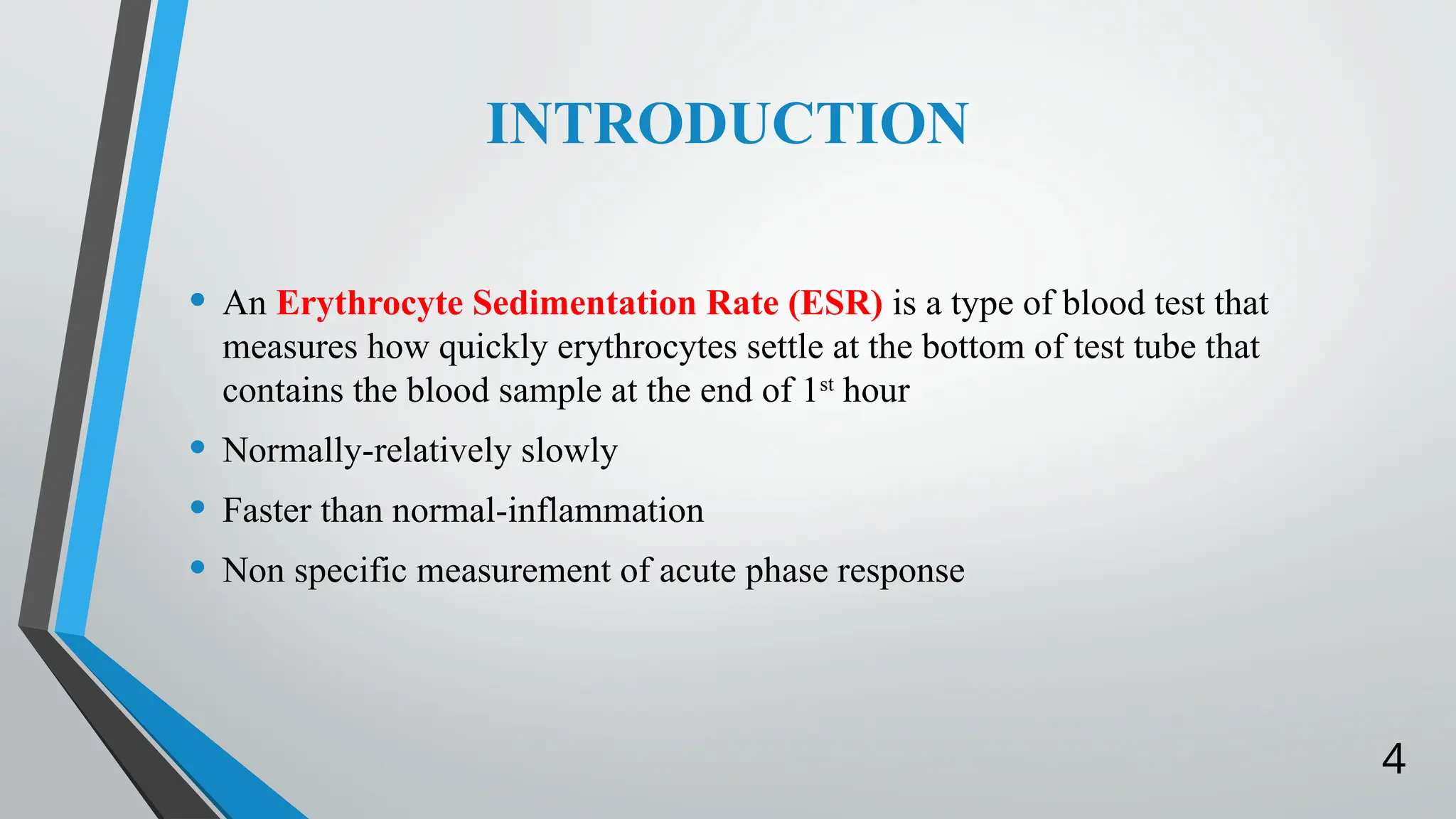 erythrocyte sedimentation rate -description and practical approach | PPTX