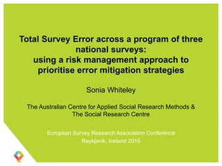 Total Survey Error across a program of three national surveys: using a ...