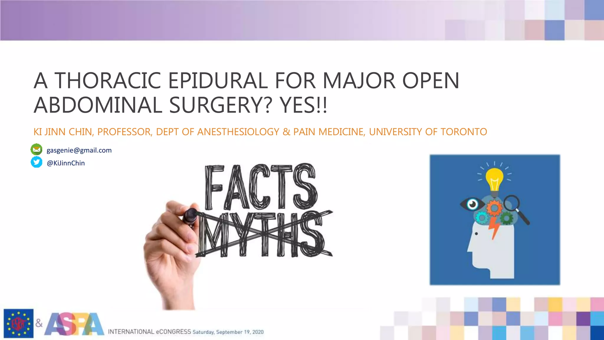 Thoracic Epidural Analgesia for Major Open Abdominal Surgery | PPTX