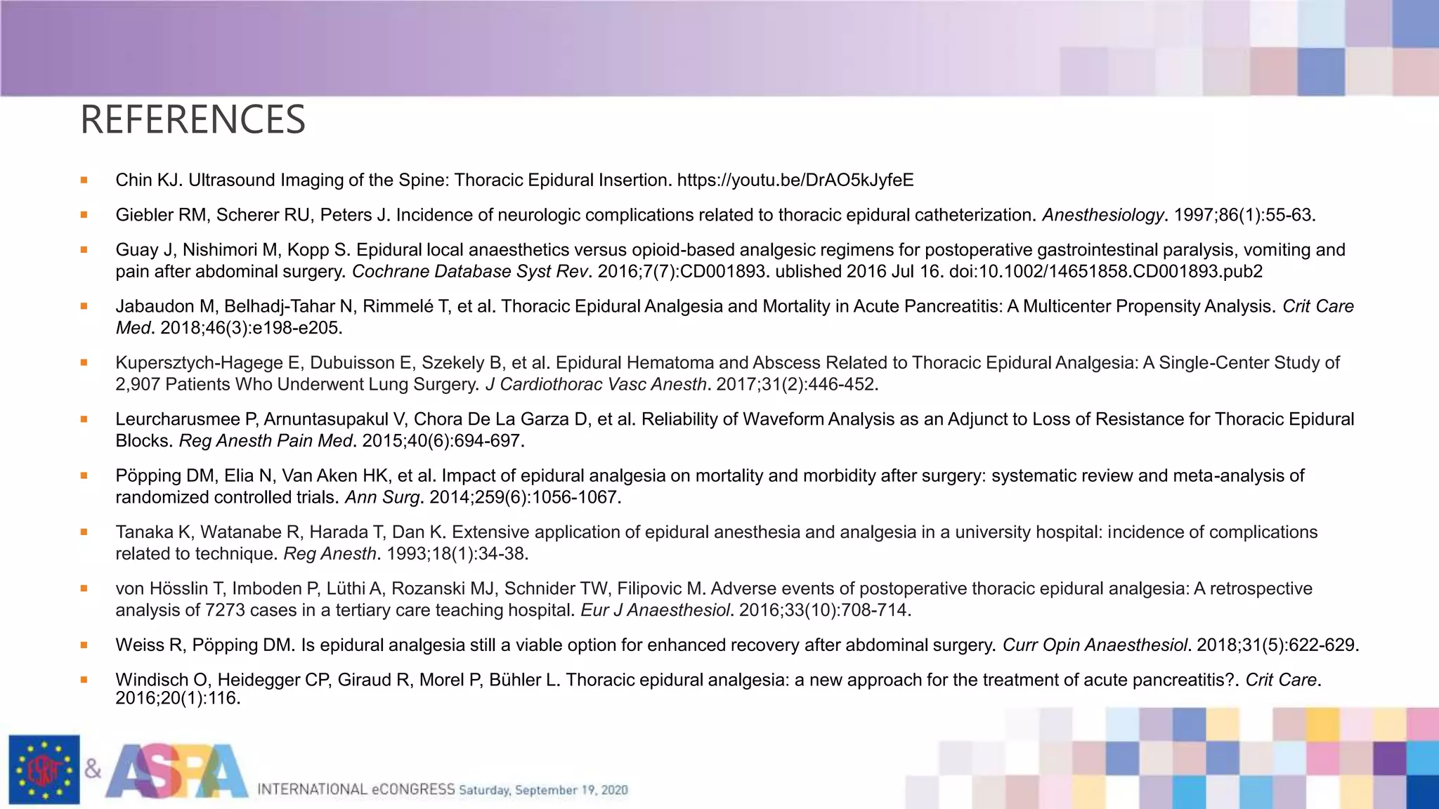 Thoracic Epidural Analgesia For Major Open Abdominal Surgery Pptx 9758
