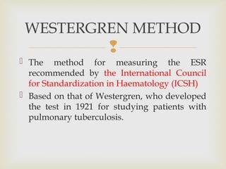 Erythrocyte sedimentation rate AND PCV. | PPT