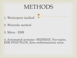 Erythrocyte sedimentation rate AND PCV. | PPT