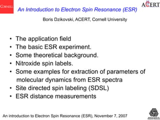 Intro to EPR spectroscopy | PPT