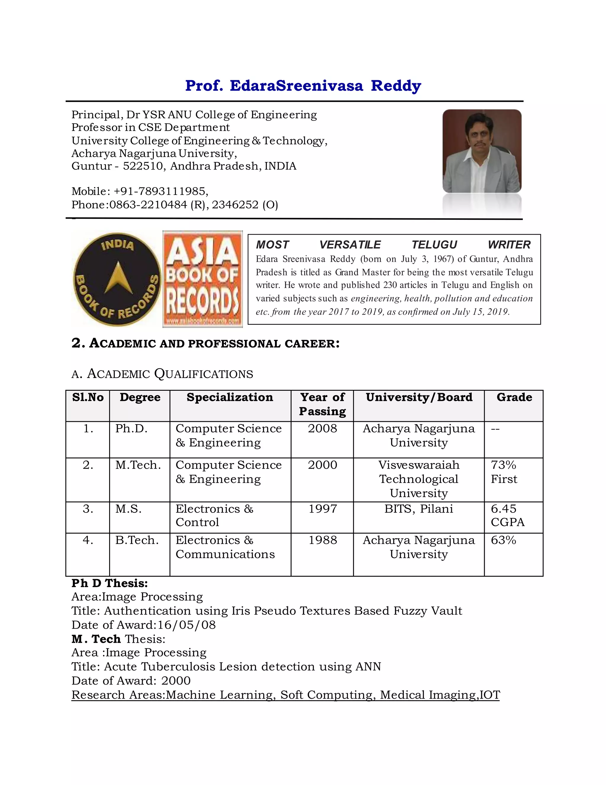 Esr biodata | DOC | Professional School | Postgraduate Education