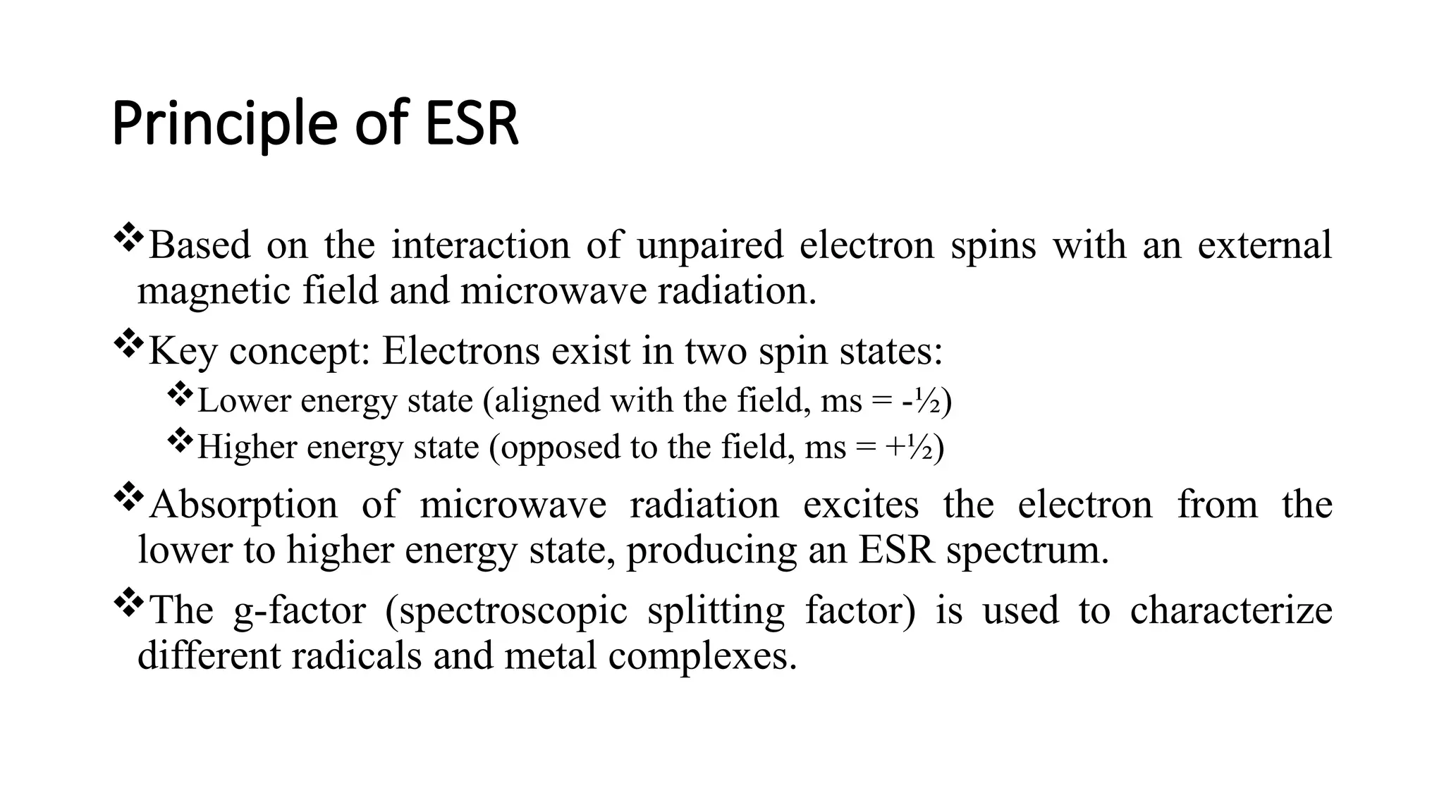 Electron Spin Resonance (ESR) for Pharma studnets | PPTX