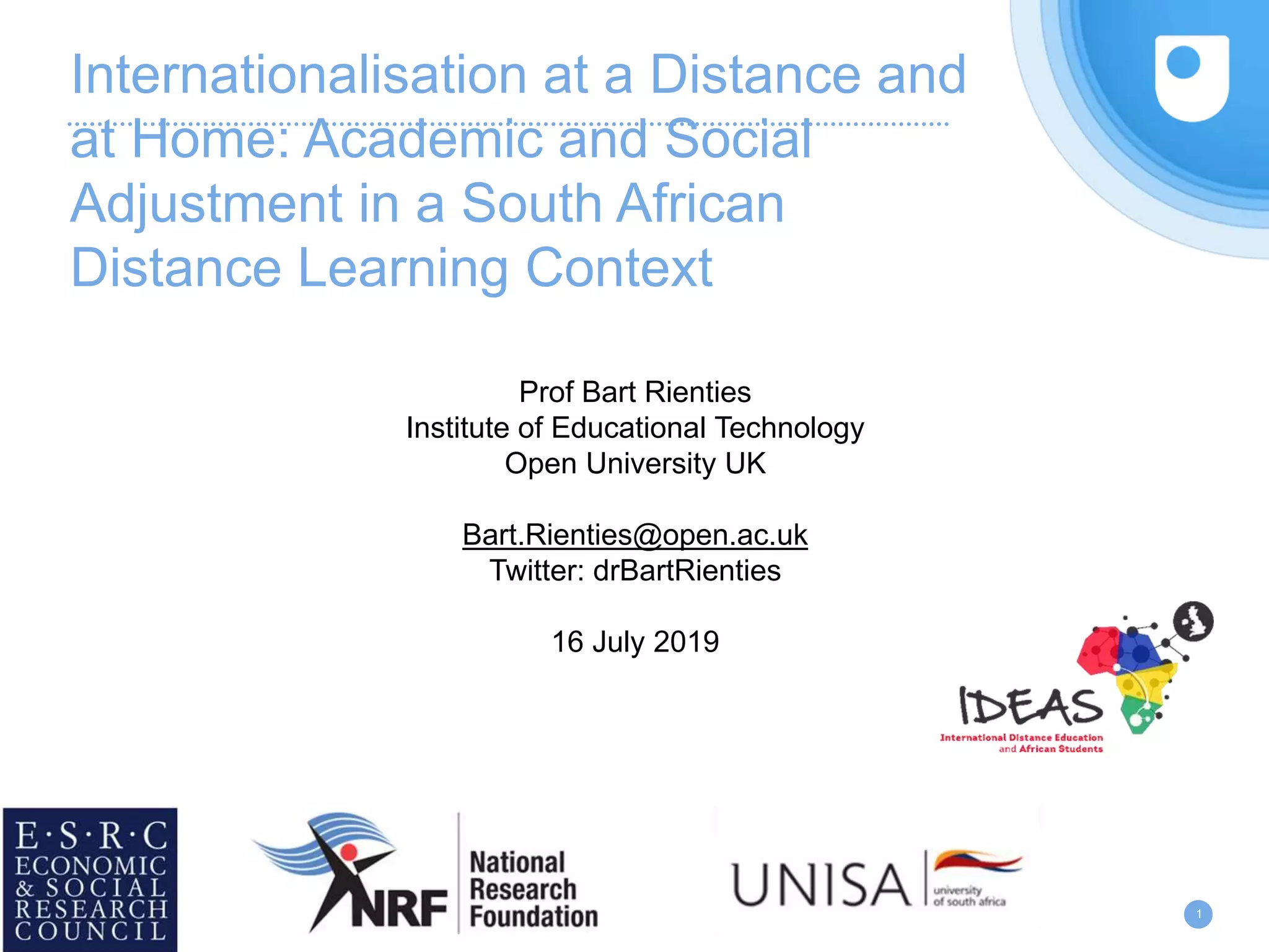 Internationalisation at a Distance and at Home: Academic and Social ...
