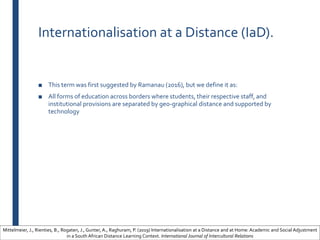 Internationalisation at a Distance and at Home: Academic and Social ...