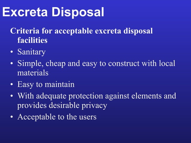 EXCRETA, SEWAGE, REFUSE DISPOSAL | PPT