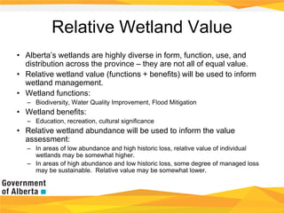 Alberta Wetland Policy: Overview and Update | PDF