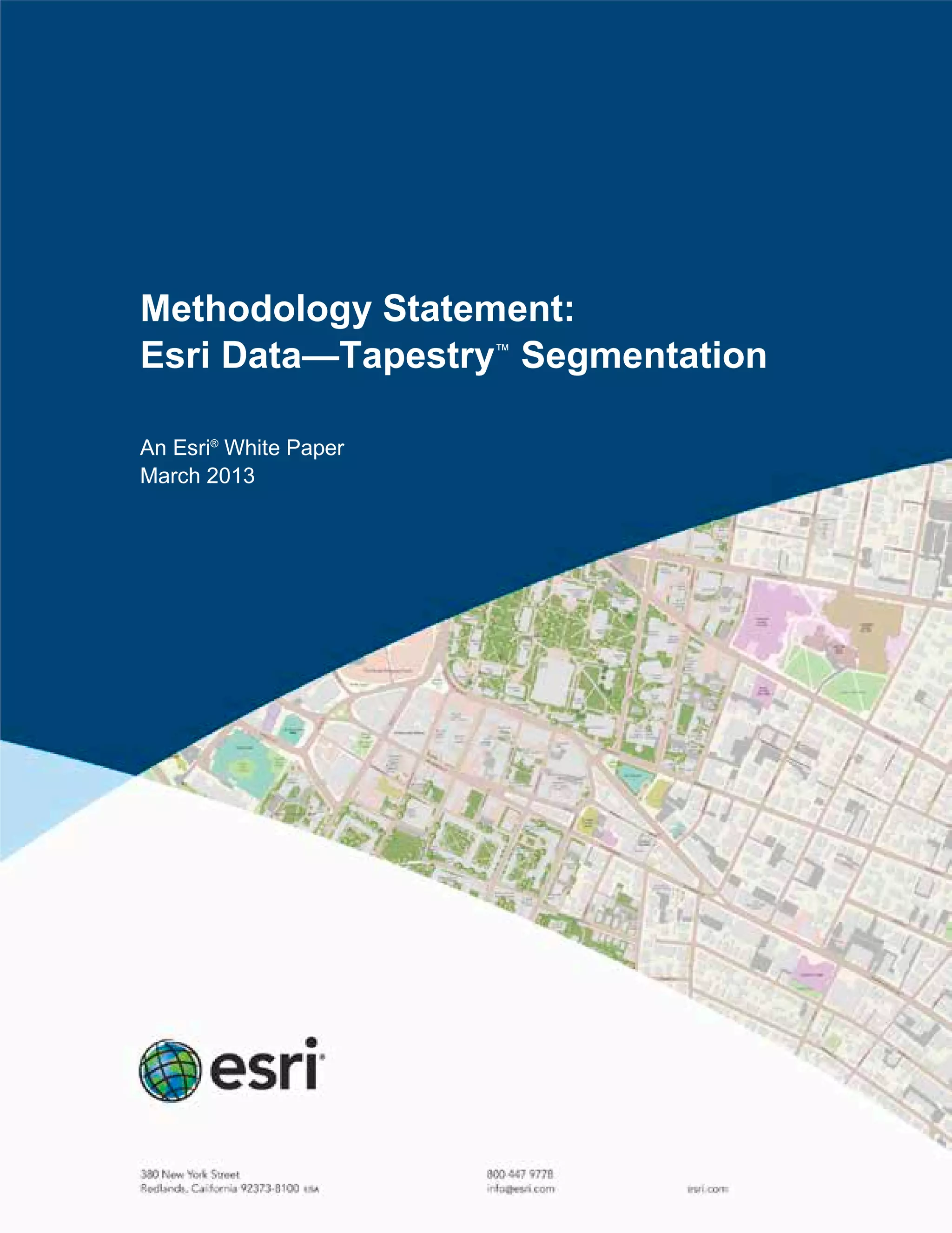 Esri Data Tapestry Segmentation Methodology Statement | PDF