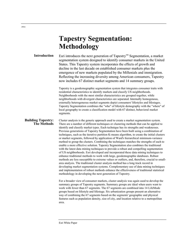 Esri data-tapestry-segmentation | PDF