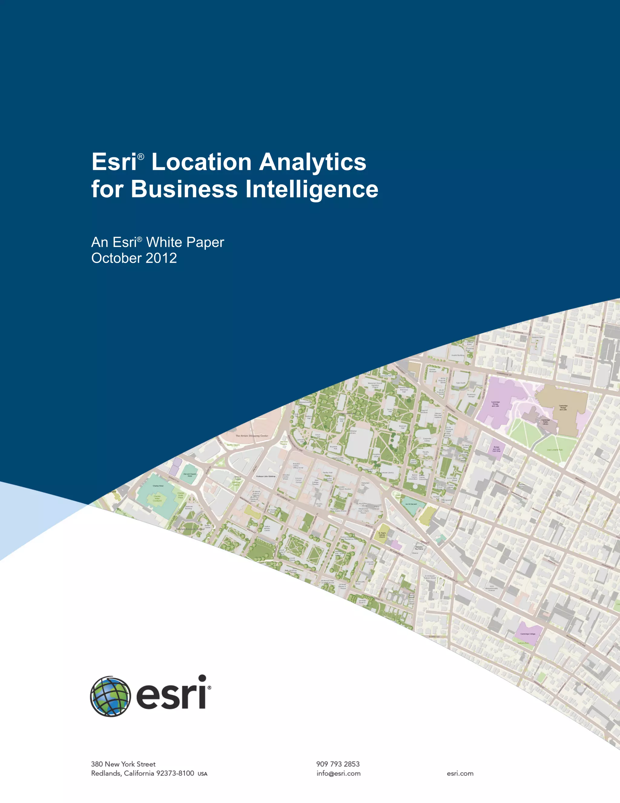 Esri Location Analytics for Business Intelligence | PDF