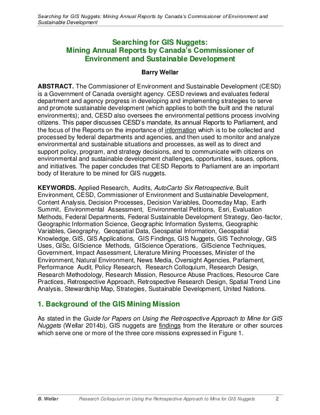 Searching for GIS Nuggets: Mining Annual Reports by Canada’s Commissi…