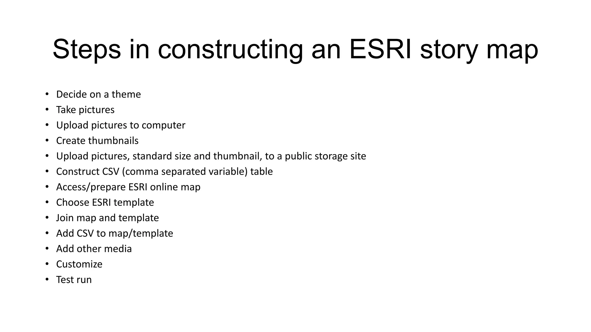 Esri story map construction | PPTX