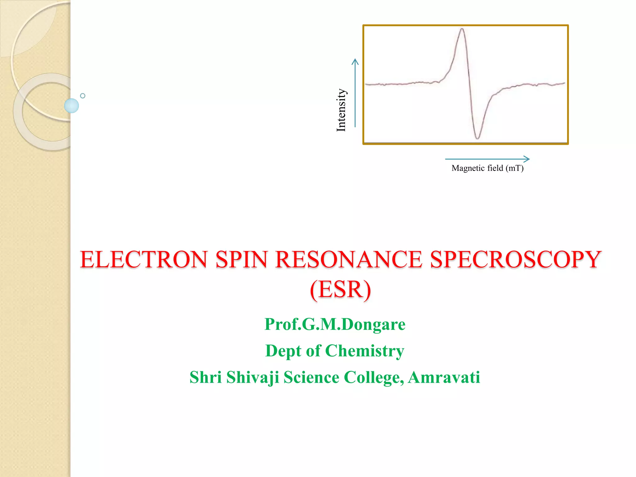 Electron Spin Resonance Spectroscopy (ESR) Or Pulse Electron Magnetic ...